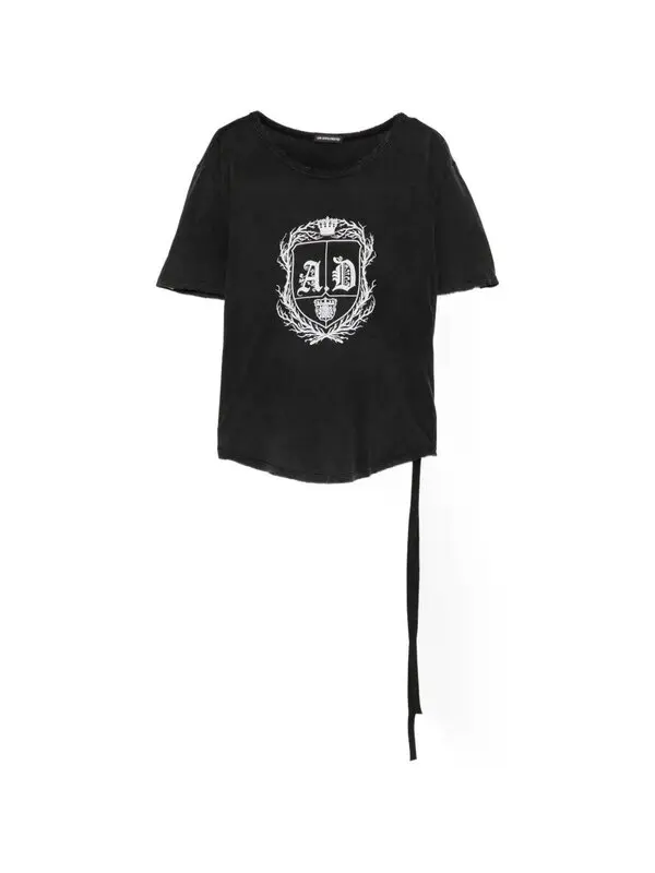 ANN DEMEULEMEESTER Graphic-print Distressed T-shirt - Black