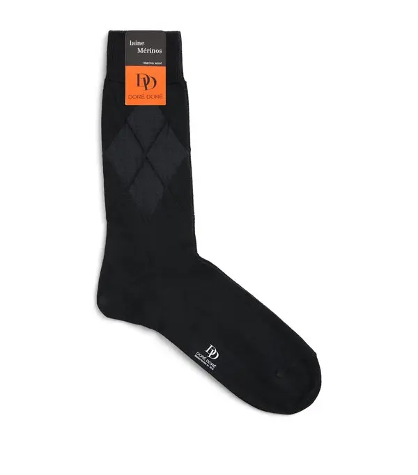 DORE DORE Wool-blend Argyle Socks - Black
