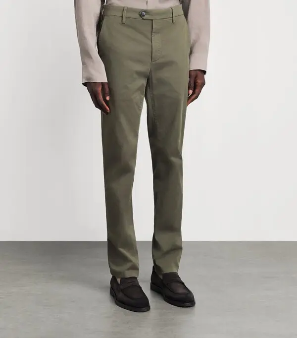 Canali Stretch-cotton Straight Chinos - Green