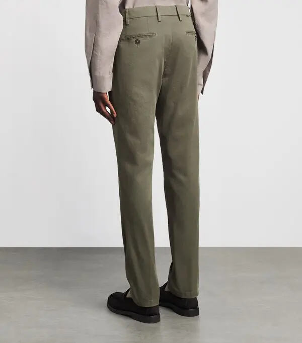 Canali Stretch-cotton Straight Chinos - Green