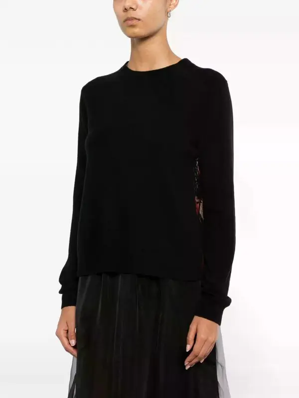 QUETSCHE Floral-print Lace-panel Sweater