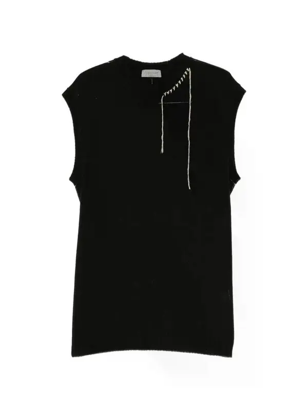 Yohji Yamamoto Contrast-stitch Sleeveless Top