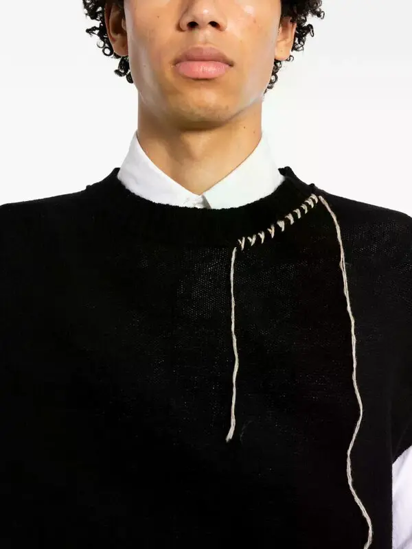 Yohji Yamamoto Contrast-stitch Sleeveless Top