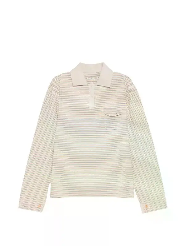 YOUNG N SANG Striped Long-sleeve Polo Shirt