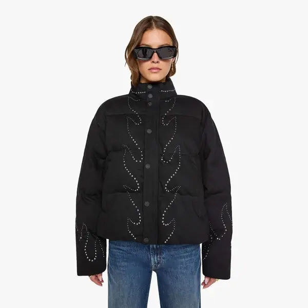 MOTHER The Drop Pillow Fight Puffer Smoke Jacket - Black