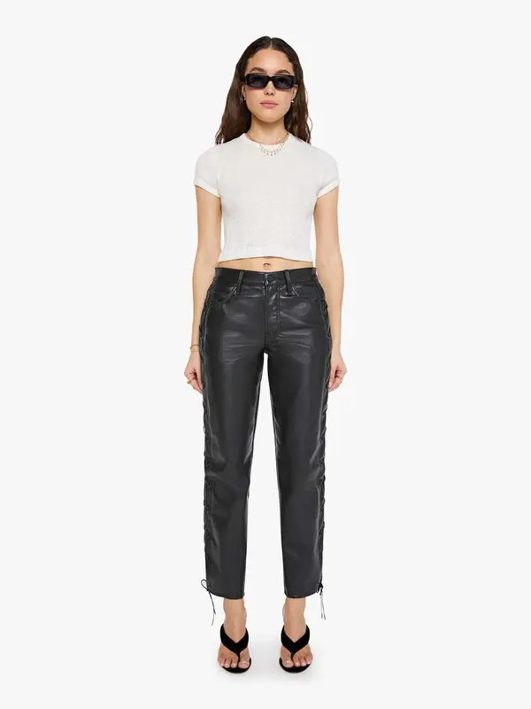 MOTHER The Lace Up Zip Hiker Hover Pants - Black