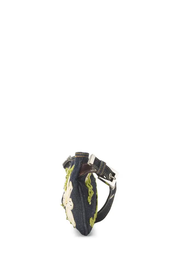 Fendi Embroidered Denim Shoulder Bag