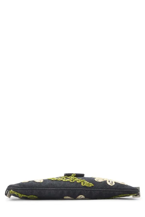Fendi Embroidered Denim Shoulder Bag