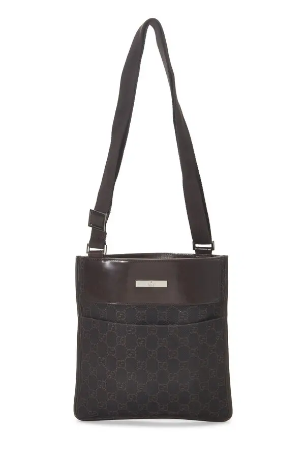 Gucci Denim Gg Zip Pocket Flat Messenger