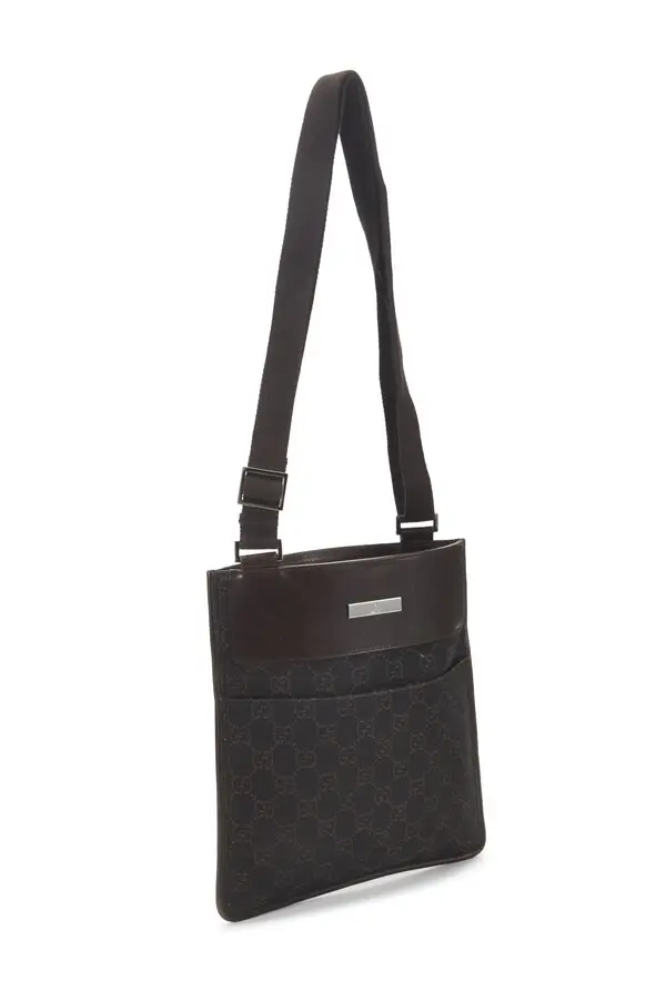 Gucci Denim Gg Zip Pocket Flat Messenger