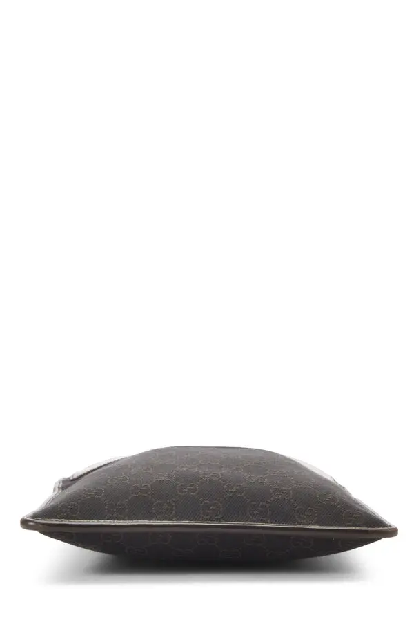 Gucci Denim Gg Zip Pocket Flat Messenger