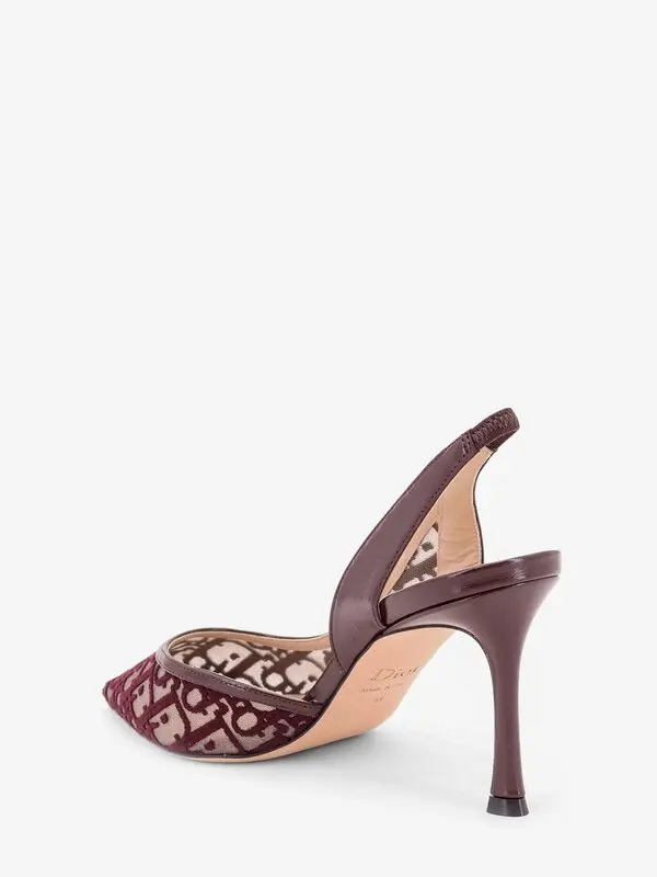 Dior Adiorable Slingback Mesh Decollete With Burgundy Oblique Embroidery