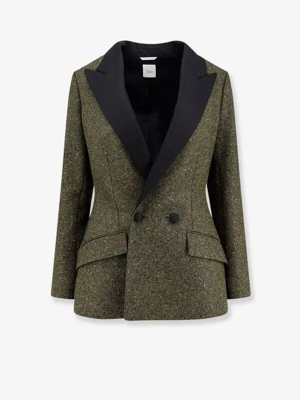 Dior Fitted Silk And Virgin Wool Blend Tweed Blazer - Multicolor
