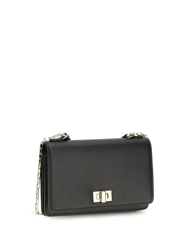 Fendi Peekaboo Leather Chain Wallet - Black