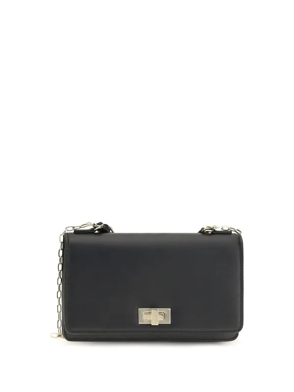 Fendi Peekaboo Leather Chain Wallet - Black