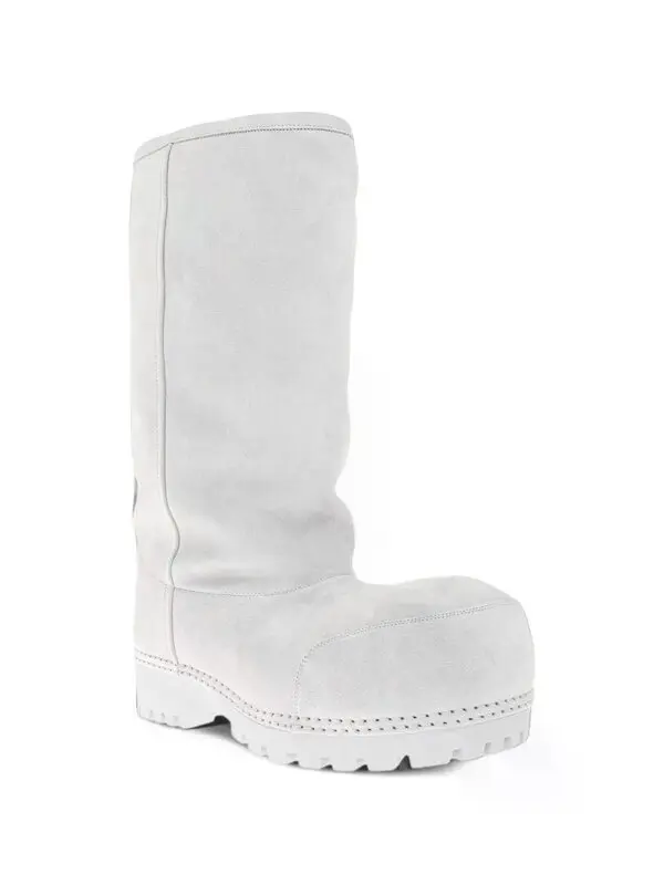 Balenciaga Alaska Fur High Boot In Ciel - Grey