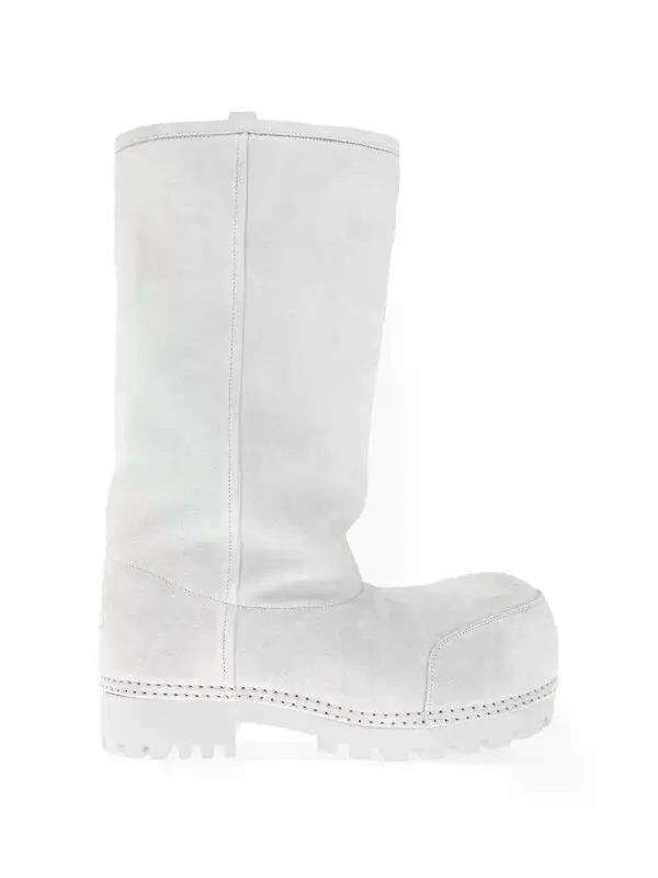 Balenciaga Alaska Fur High Boots In Ciel - Grey