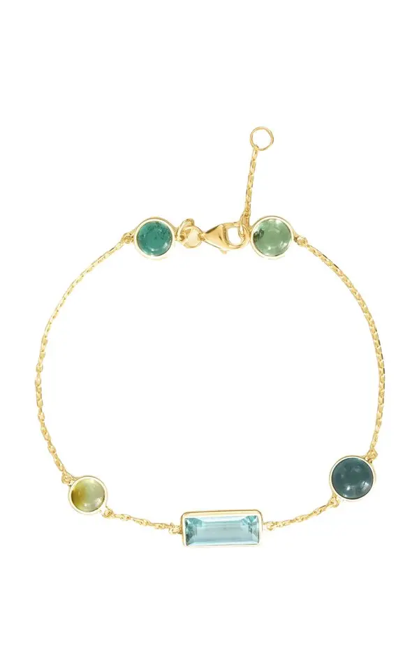 YI COLLECTION 18k Yellow Gold Aquamarine Indicolite And Tourmaline Candy Bracelet - Multi