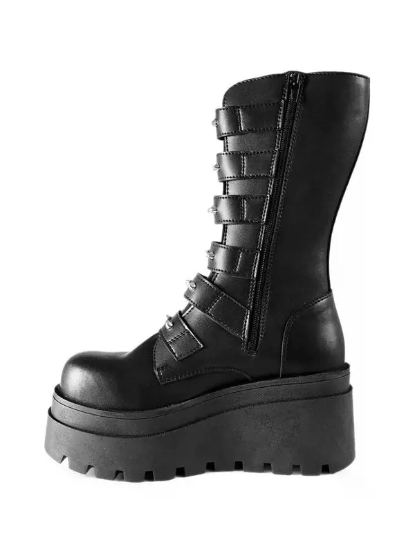 ALTERCORE Como Vegan Buckled Spiked Platform Boots