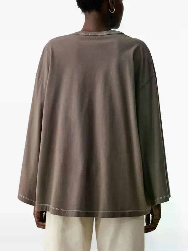 American Vintage Fizvalley Contrast-stitch Long-sleeve T-shirt - Brown