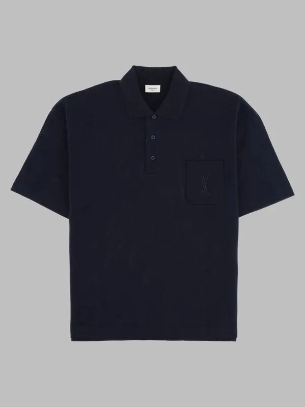 Saint Laurent Polo Cassandre In Piqué Di Cotone