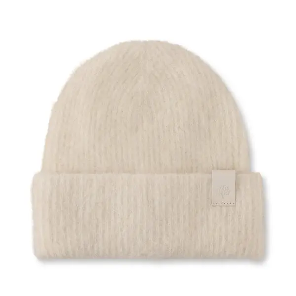 Mulberry Solid Mohair Beanie - Eggshell Wool Blend