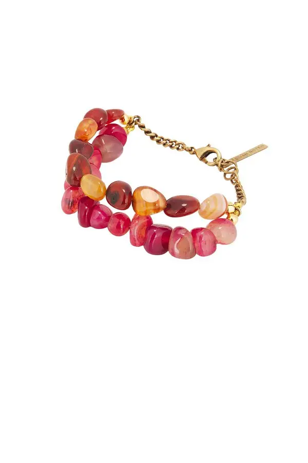 Dries Van Noten Handmade Combination Of Natural Stones Bracelet - Rose