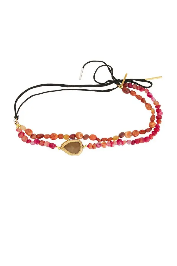 Dries Van Noten Handmade Combination Of Stones Necklace In Pink - Rose