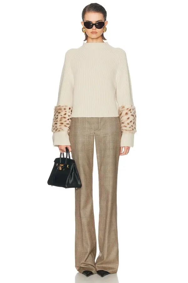 Lapointe Merino Mock Neck Sweater With Patch