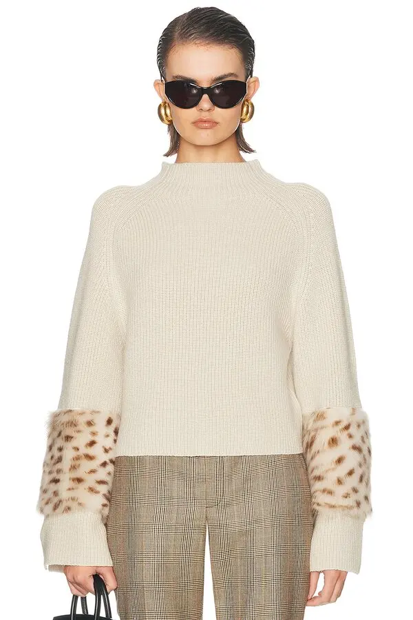 Lapointe Merino Mock Neck Sweater With Patch