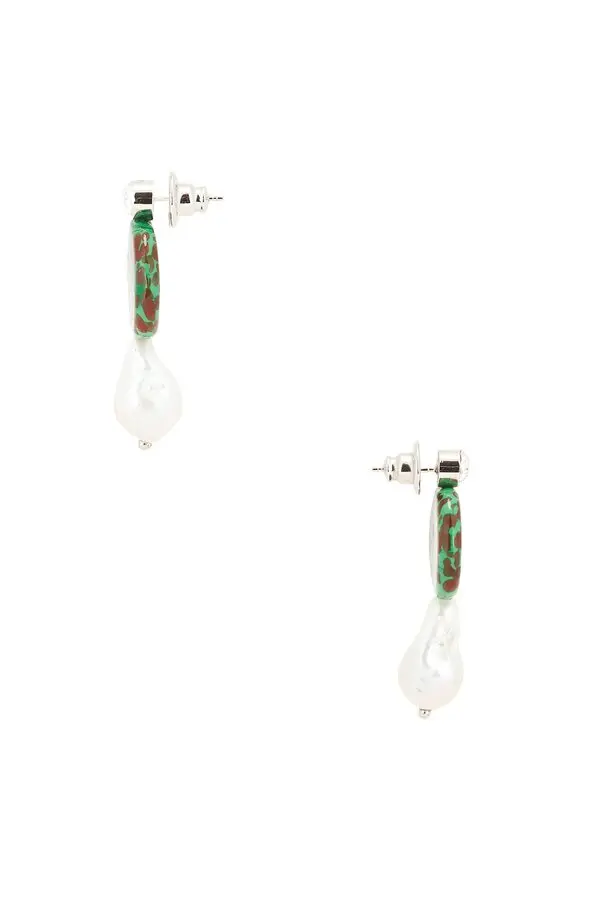Dries Van Noten Handmade Artisanal Glass Disc Earrings - Forest