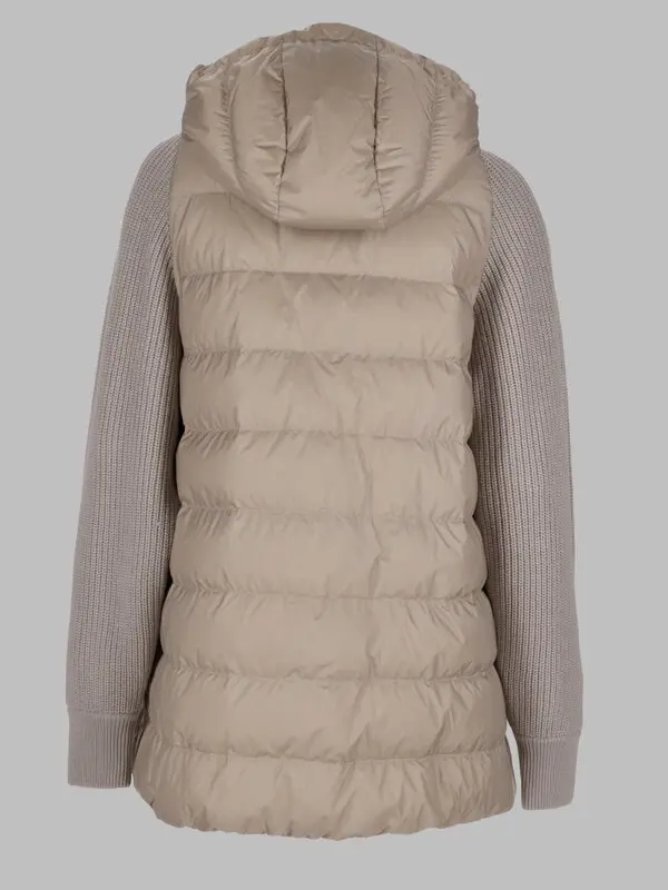 Brunello Cucinelli Piumino In Nylon Con Manica In Maglia