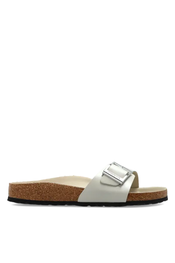 BIRKENSTOCK Madrid Droplet Buckle’" Slide Sandals - Cream