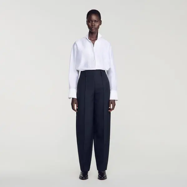 Sandro Barrel-leg Tweed Trousers