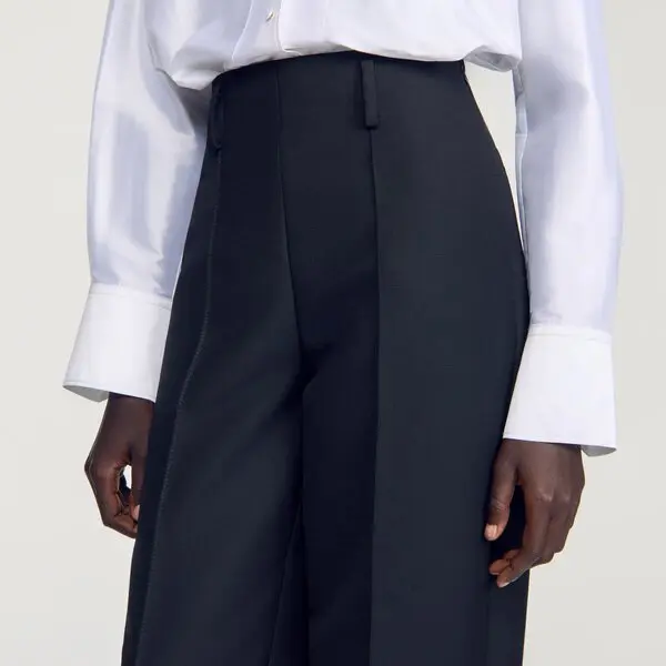 Sandro Barrel-leg Tweed Trousers