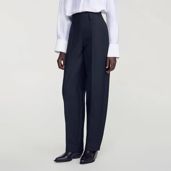 Sandro Barrel-leg Tweed Trousers