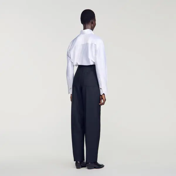Sandro Barrel-leg Tweed Trousers