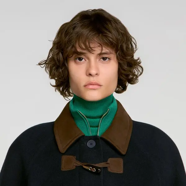 Sandro Double-faced Wool Duffel Coat - Navy Blue