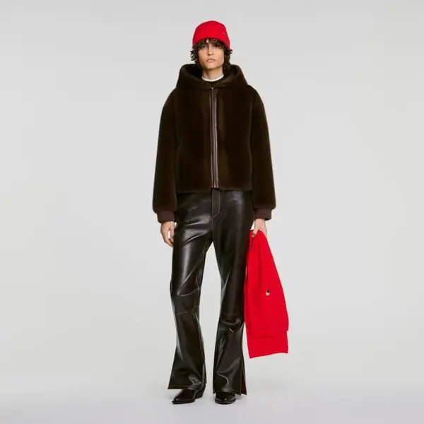 Sandro Faux Fur Coat With Hood