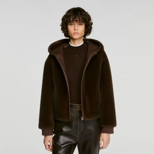 Sandro Faux Fur Coat With Hood