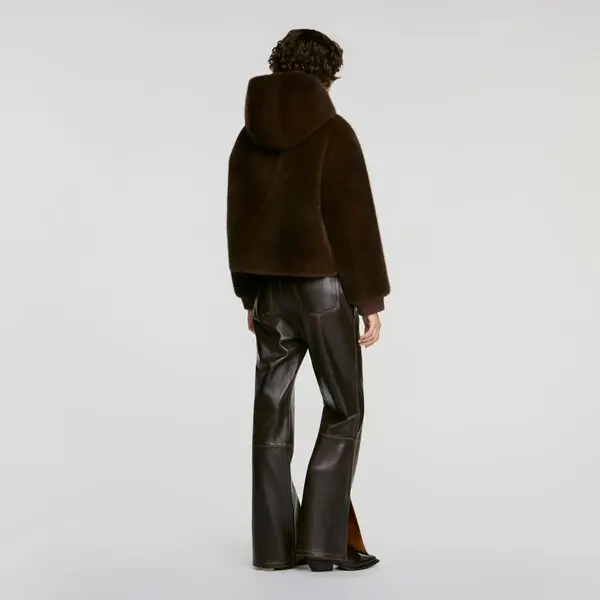 Sandro Faux Fur Coat With Hood