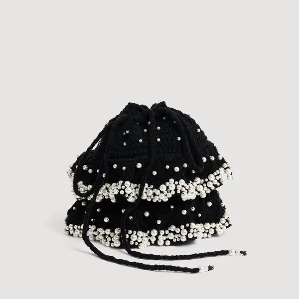 Sandro Beaded Knit Bag