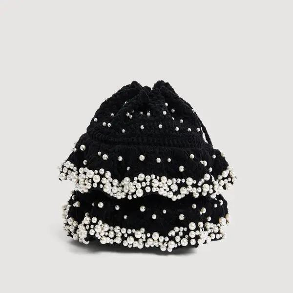 Sandro Beaded Knit Bag