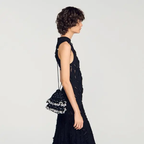 Sandro Beaded Knit Bag
