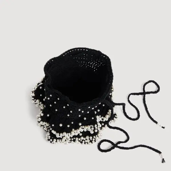 Sandro Beaded Knit Bag