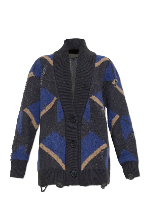 AKEP Cardigan With Decorative Weave - Grey