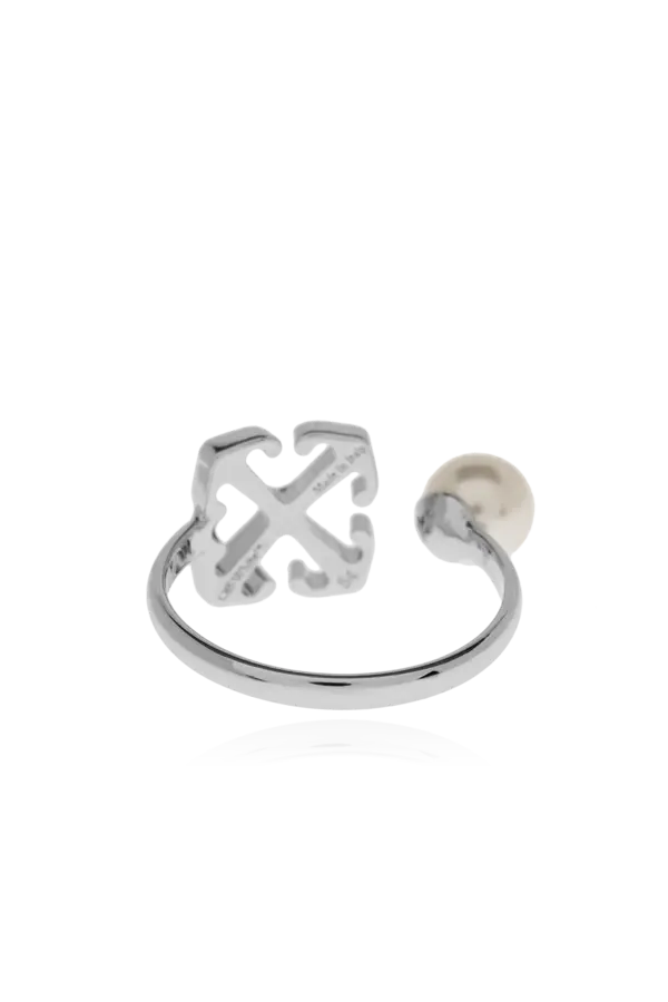Off-White Ring With A Faux Pearl