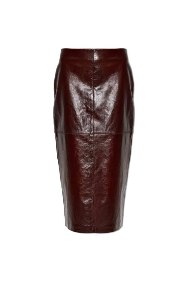 Sportmax Lappole’" Leather Skirt - Brown