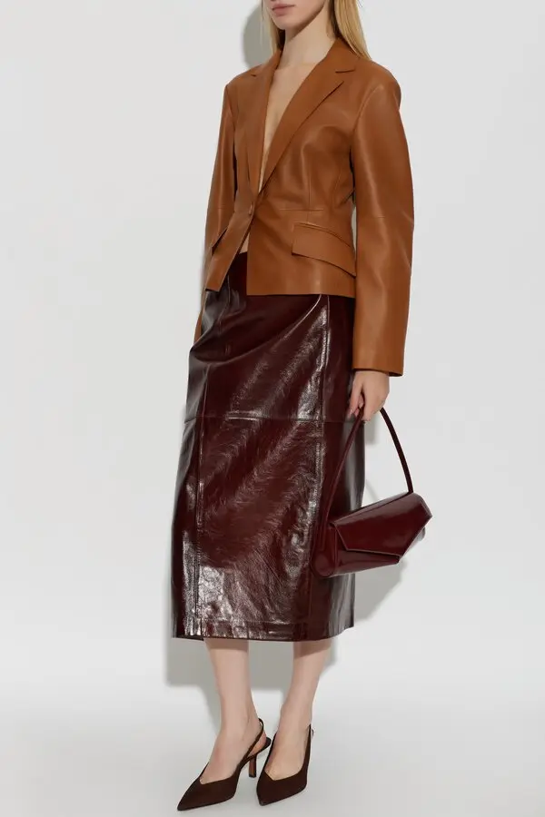 Sportmax Lappole’" Leather Skirt