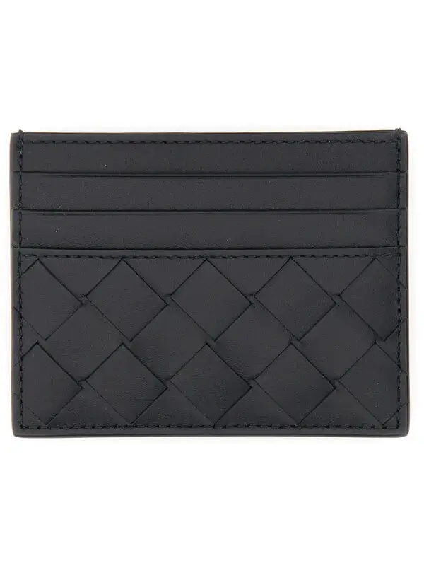 Bottega Veneta Portacarte In Pelle Intrecciata - Black